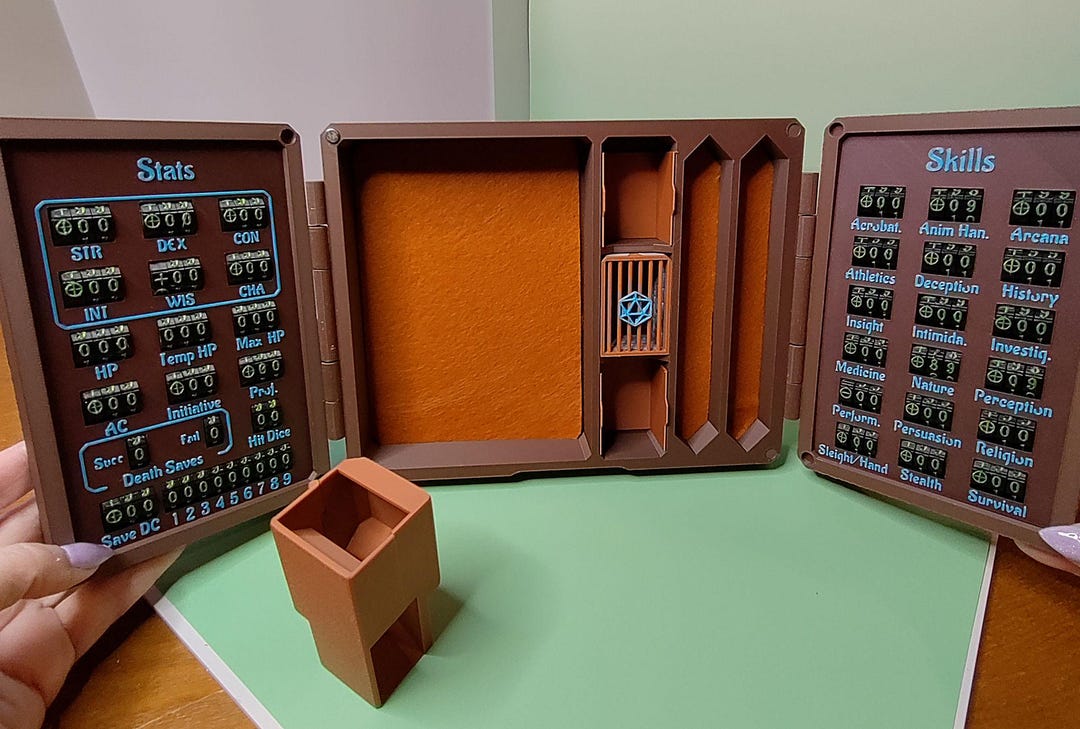 Handcrafted Dnd Tabletop Character Command Box – Dice & Stats Organizer ...