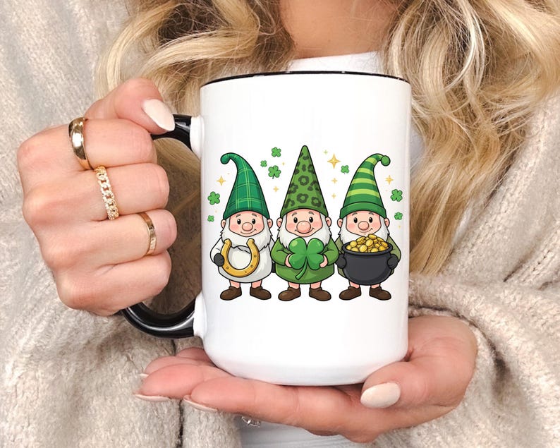 Funny St Patricks Day Gnome Gift Coffee Mug Cute Leprechaun Shamrock ...