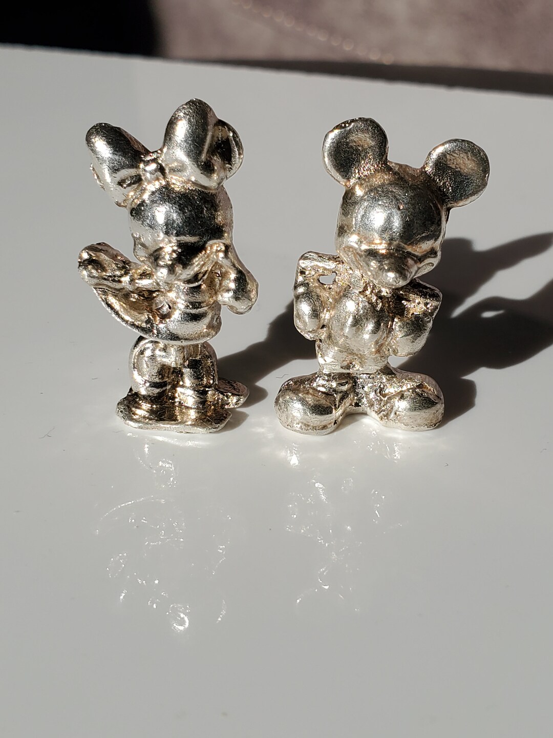Hand Poured 52.8 Gram .999 Silver Mickey Mouse and Minnie Mouse Figures ...