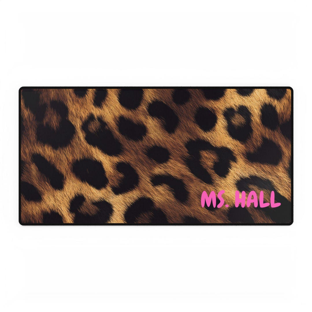 Leopard Print Desk Mat | Personalized Name Option - Etsy