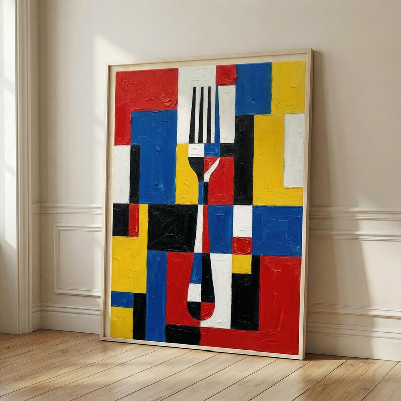 Abstract Bauhaus Fork Primary Color Kitchen Wall Art (digital Download ...