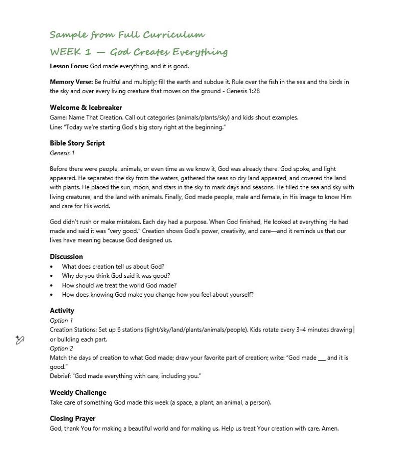 Littlemustard™ 52-week Bible Curriculum | Ages 7-12 (printable PDF) - Etsy
