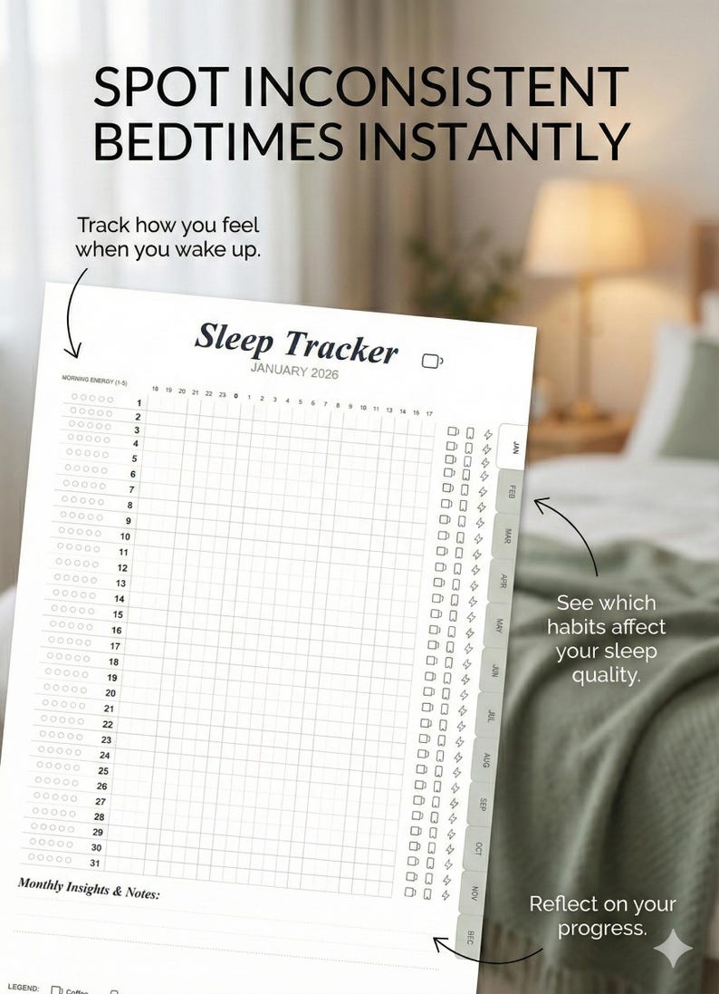 2026 Sleep Tracker Printable | Sleep & Energy Log | A5 - A4 | Fillable ...