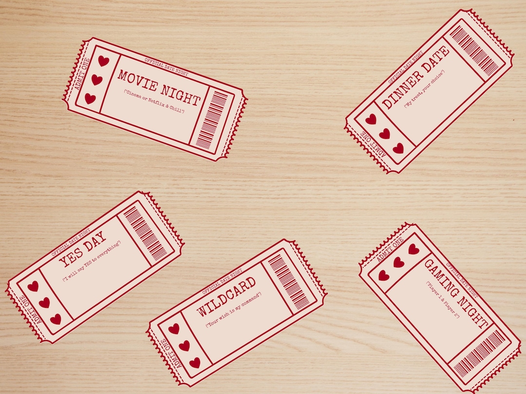 Editable Date Night Ticket Roll | Retro Love Coupons for Him | Vintage ...