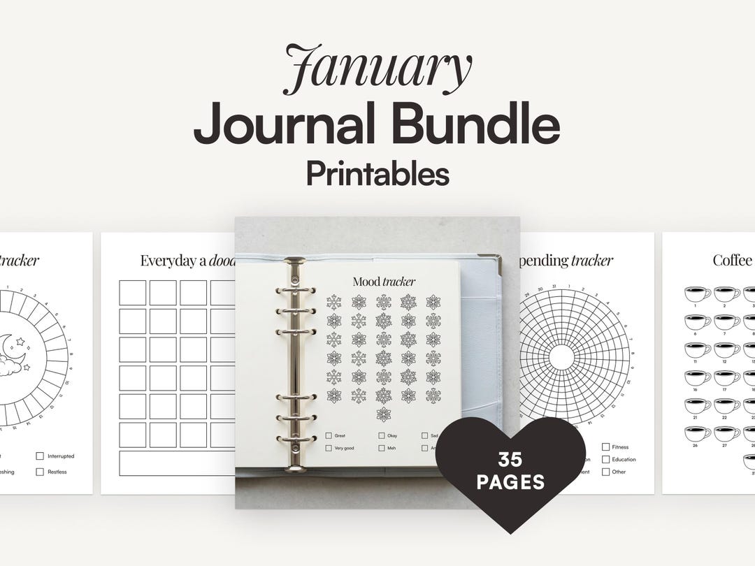 Bundle de Bullet Journal de janvier, pages d'agenda et de suivi des ...