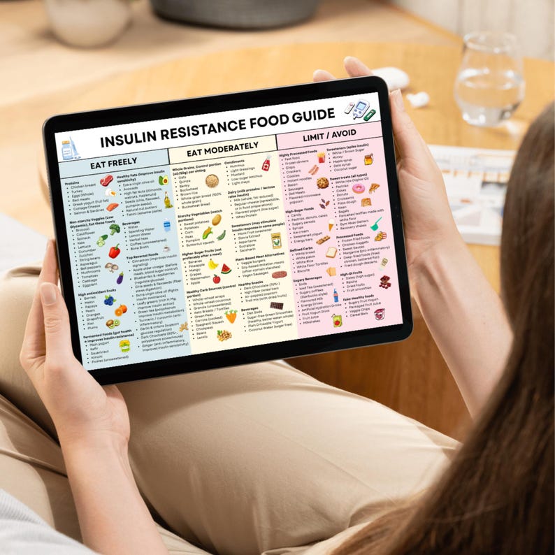 Insulin Resistance Foods Poster PDF | Pre-diabetes Grocery List | Low ...