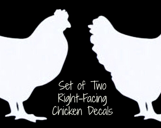 Set of 2 CHICKEN Hen White Vinyl Car Window Sticker Decal Farm Fresh ...