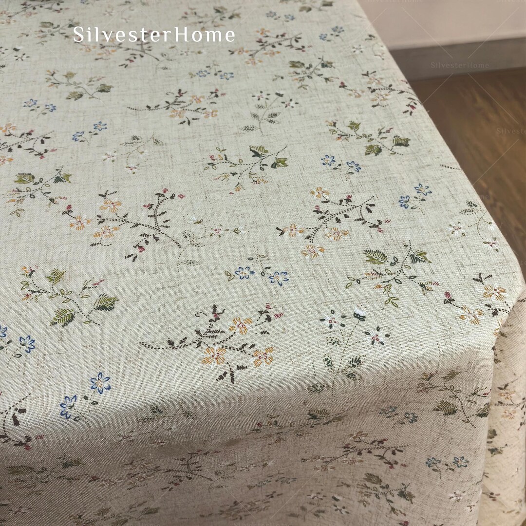 French Country Floral Linen Tablecloth - Rectangle, Square; Custom ...