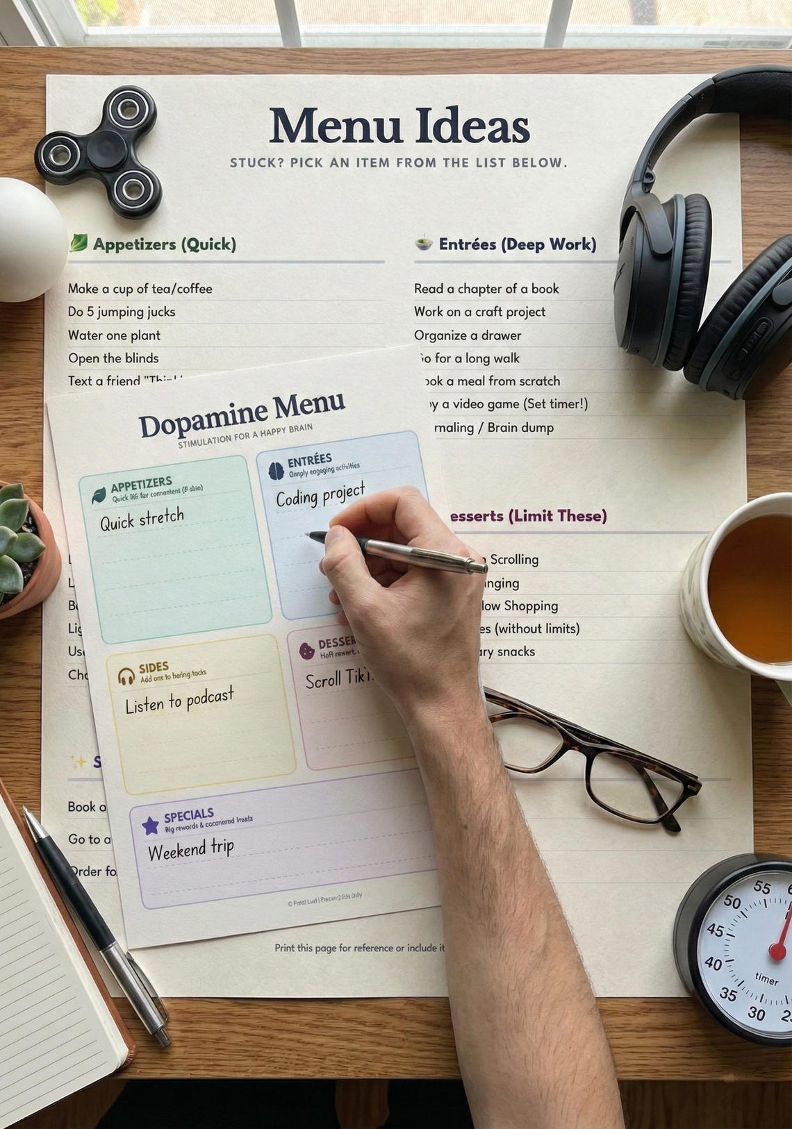 ADHD Dopamine Menu Printable | Neurodivergent Planner PDF | Executive ...