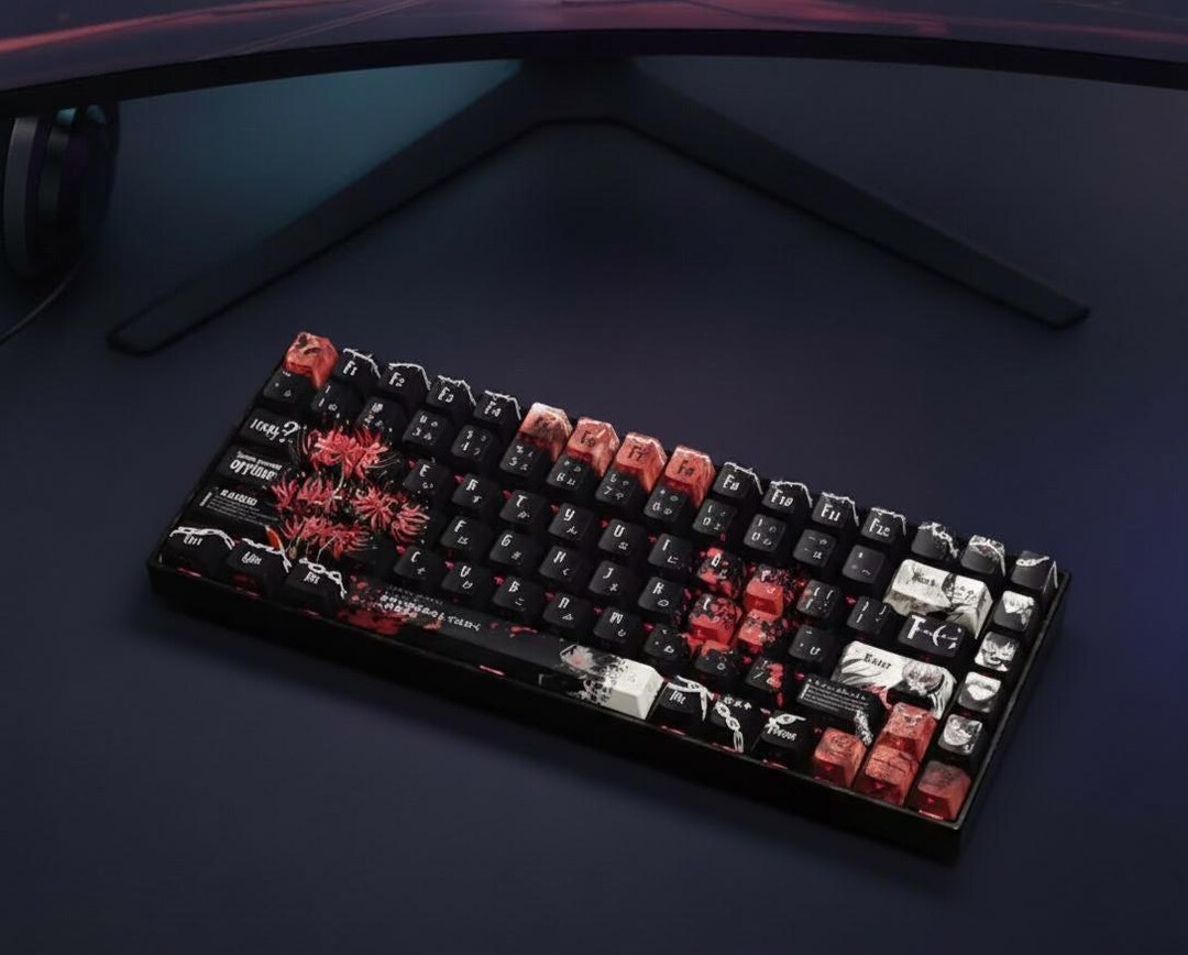 Kaneki Ken Keycaps Set – 129 Keys Transparent PBT OEM Profile, Anime ...