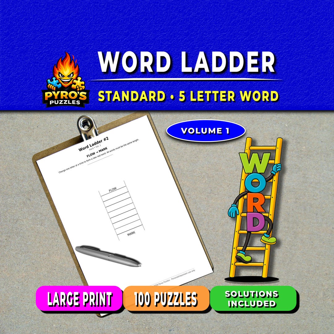 100 5-letter Word Ladder Puzzles (standard) – Vol 1 | Large Print ...