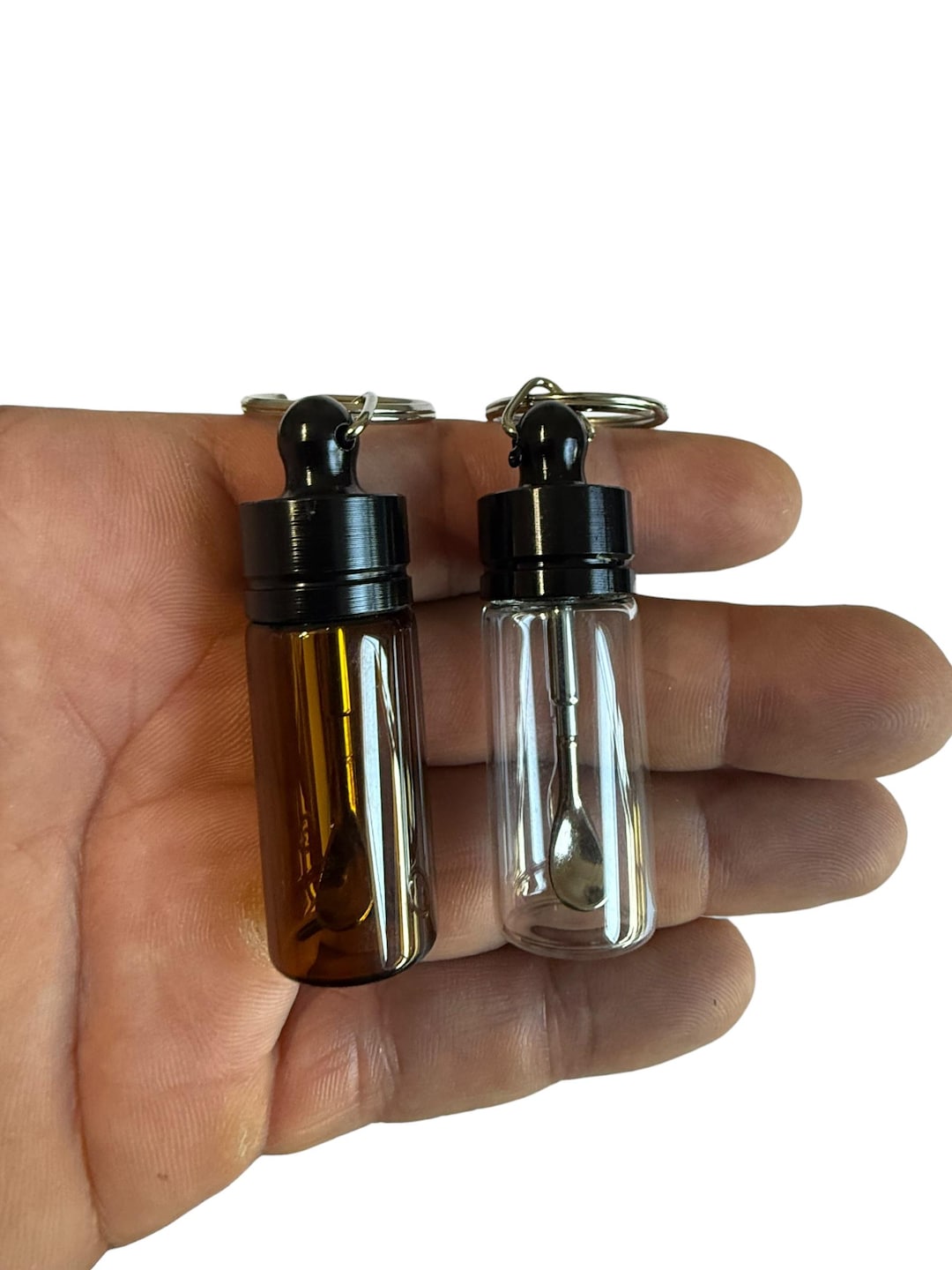 Mini Glass Spice Dispenser Jar Keychain: Extending Spoon Scoop - Etsy