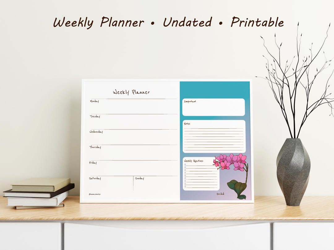 Undated Floral Weekly Planner Printable - Etsy Australia