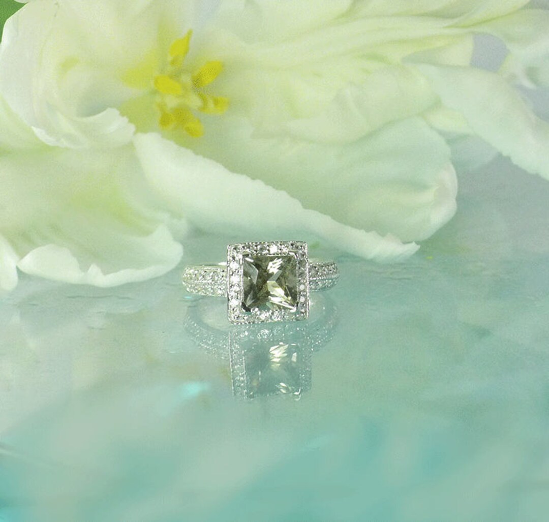 Princess Cut Engagement Ring, Unique Princess Cut Ring, Princess Cut ...