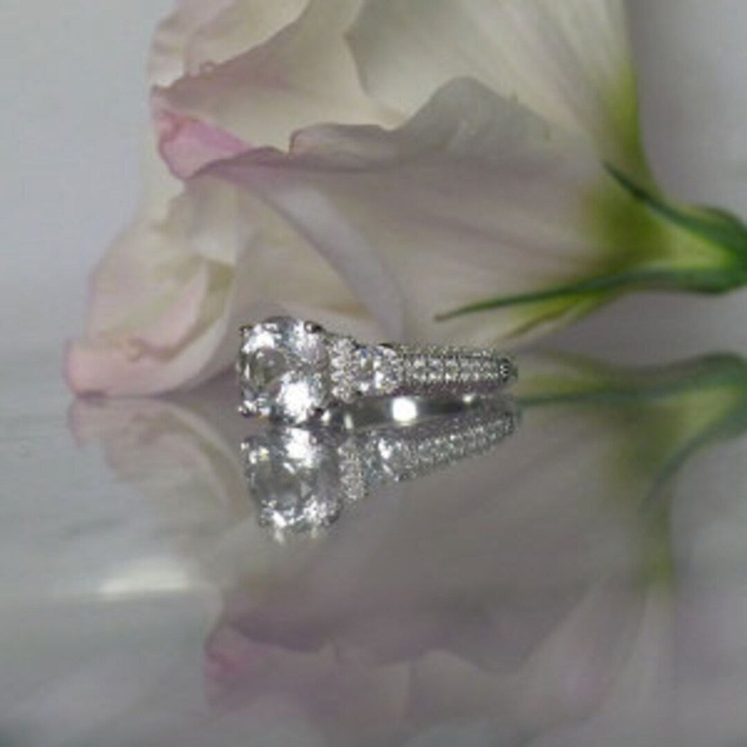 Three-gem Engagement Ring, Herkimer Engagement Ring, Herkimer Diamond ...