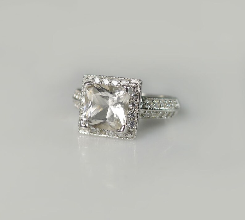 Square Cut Ring Princess Cut Ring Herkimer Diamond Sterling - Etsy