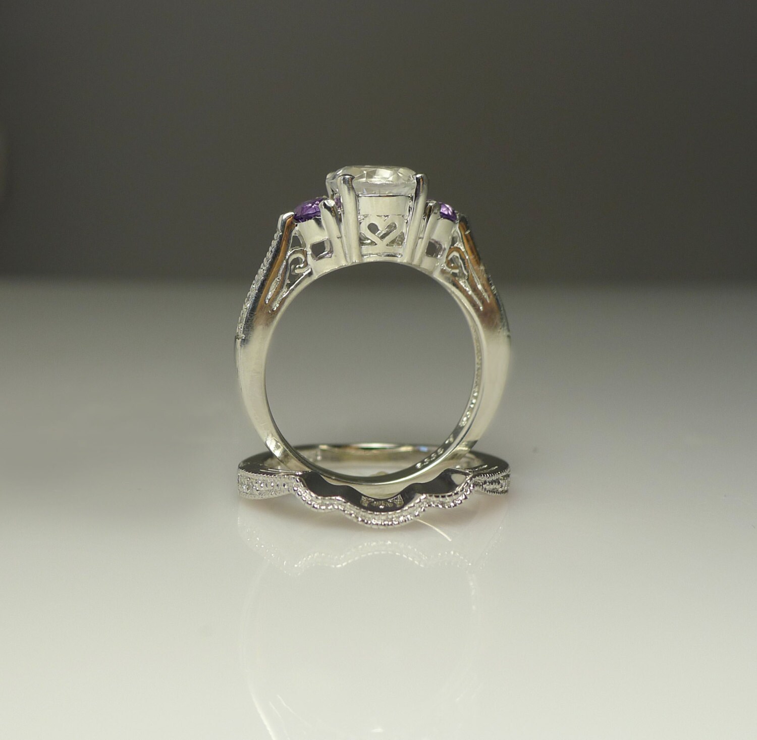 Birthstone Weddings Set Birthstone Engagement Ring Matching | Etsy