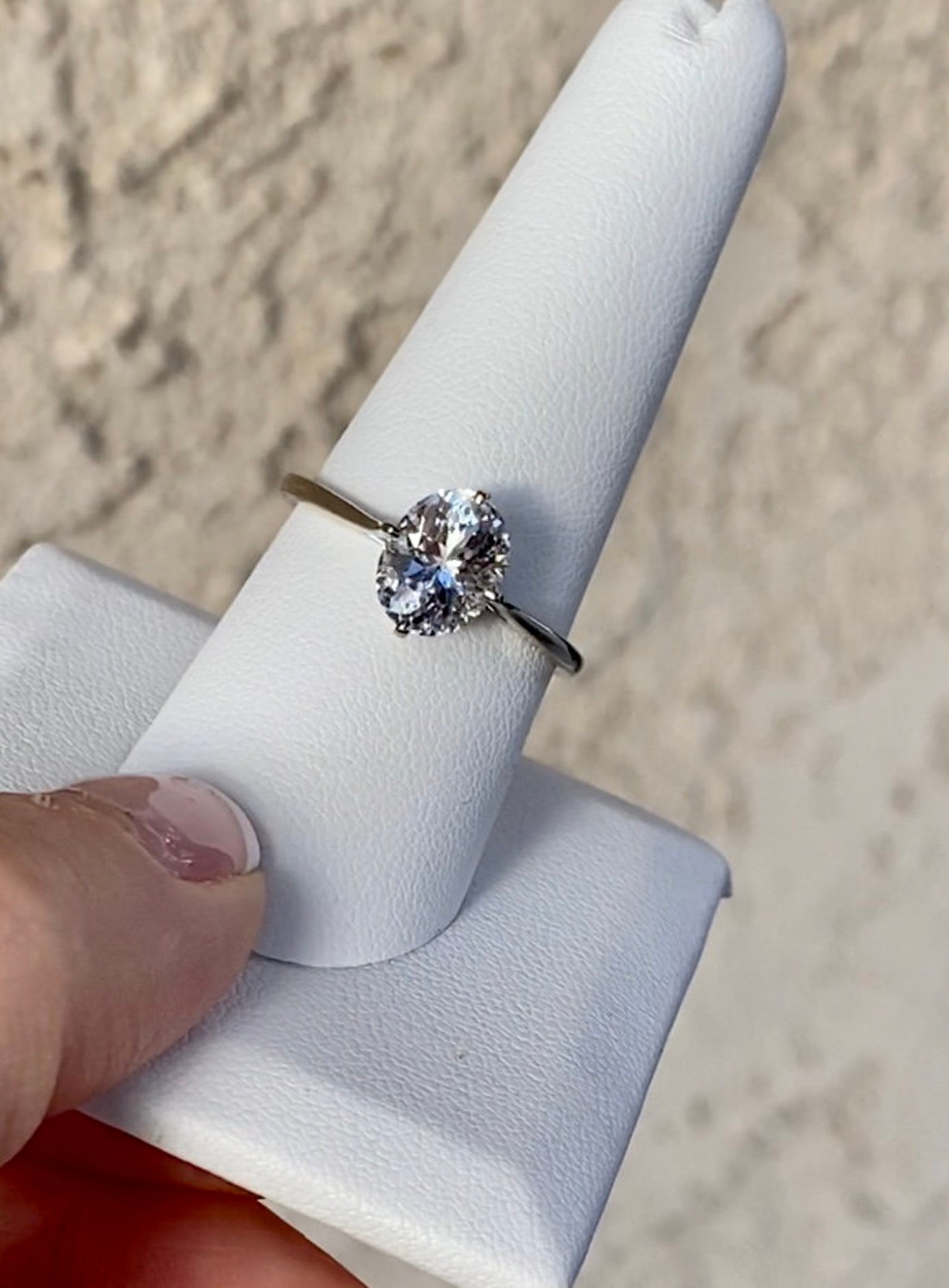 Oval Engagement Ring Oval White Gold Ring Oval Solitaire - Etsy