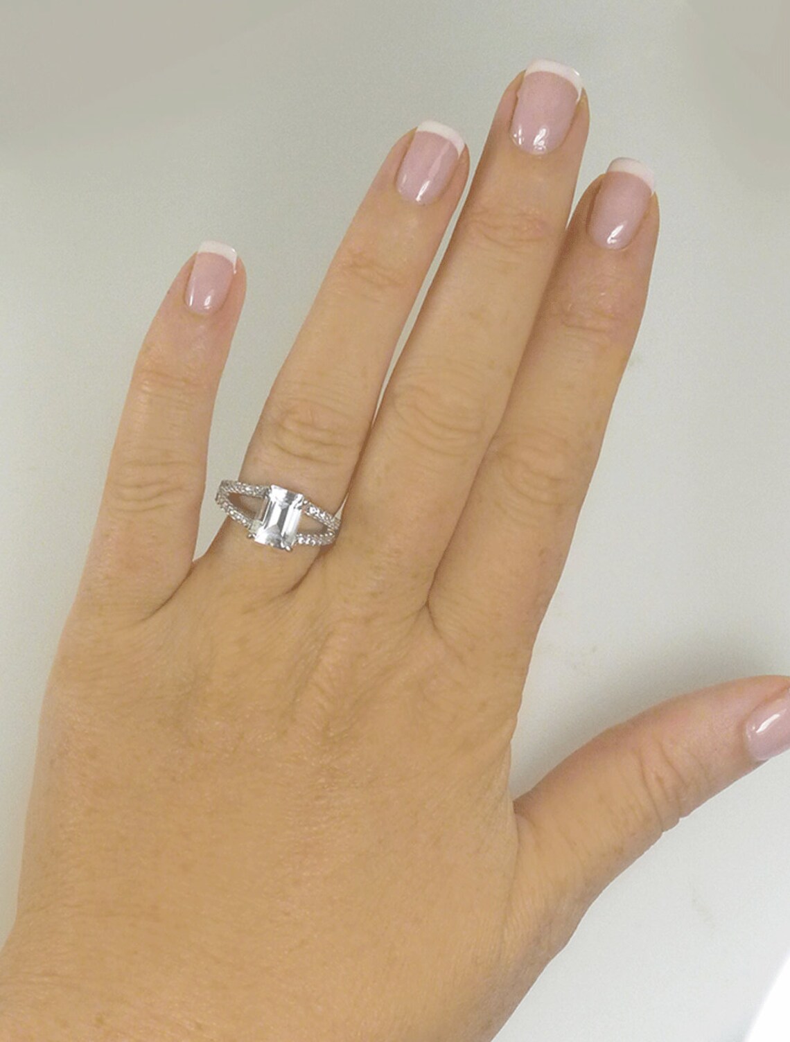 Split Band Engagement Ring Herkimer Diamond Rings Unique - Etsy