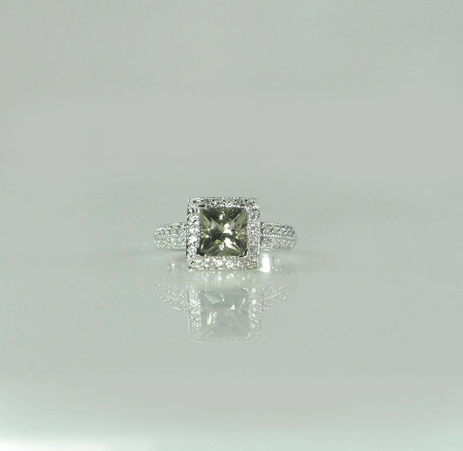 Princess Cut Engagement Ring Unique Princess Cut Ring | Etsy