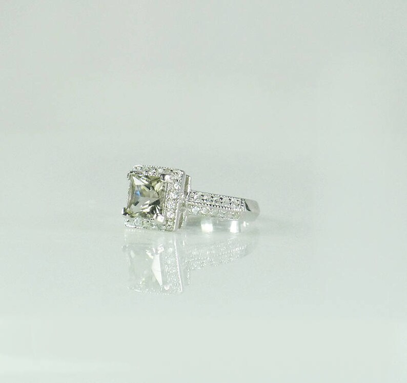 Princess Cut Engagement Ring Unique Princess Cut Ring | Etsy