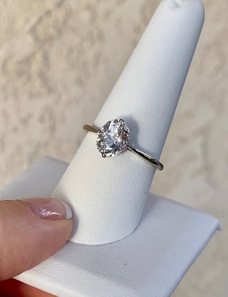 Oval Engagement Ring Oval White Gold Ring Oval Solitaire - Etsy