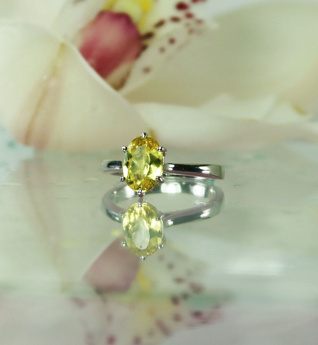 Yellow Beryl Engagement Ring, Solitaire Ring, Yellow Beryl Ring, Beryl ...