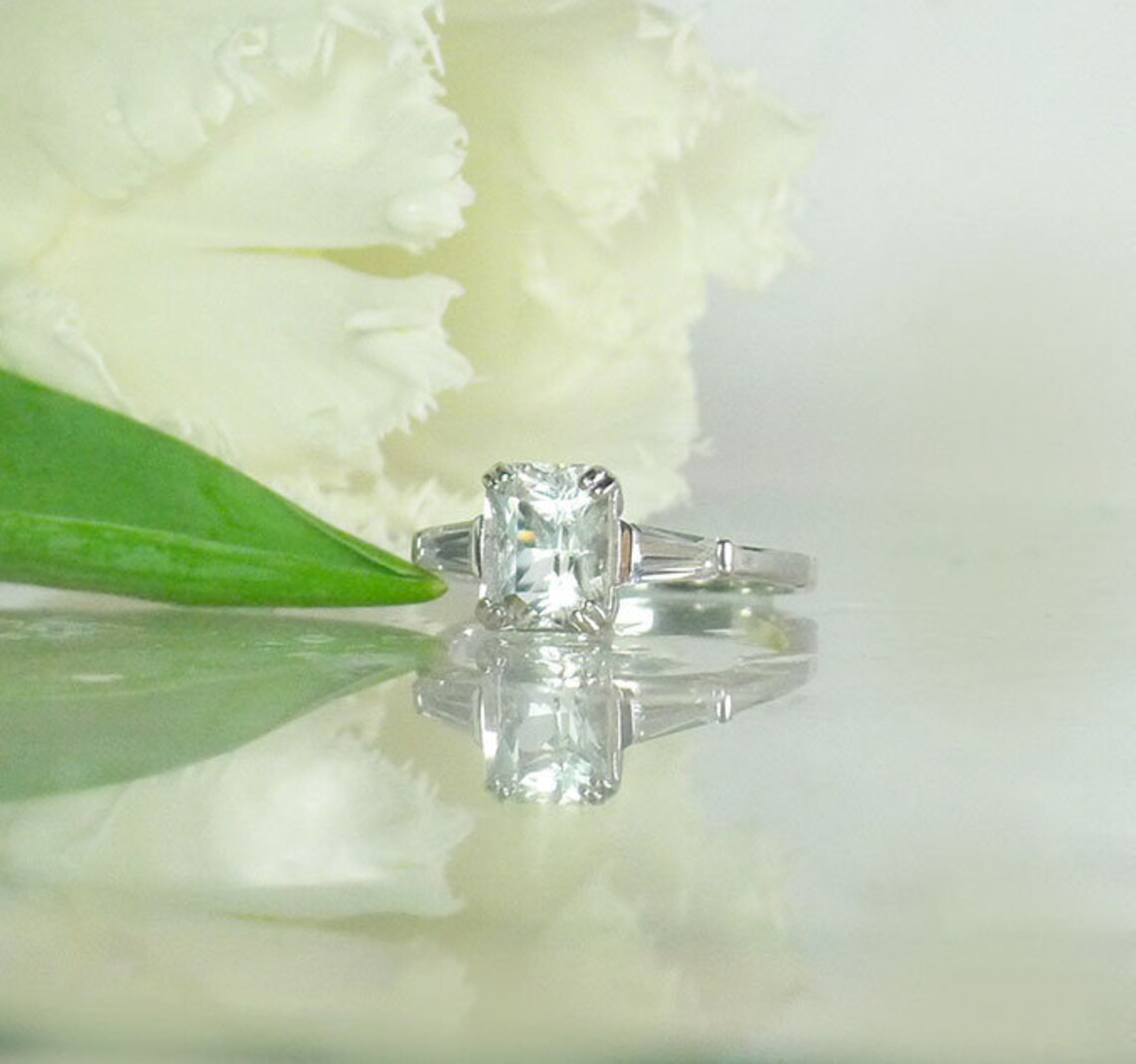 Engagement Ring Herkimer Diamond Emerald Cut Ring - Etsy