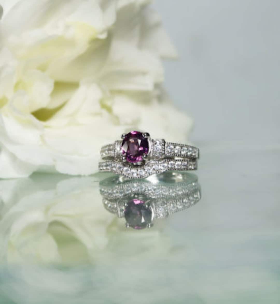 Spinel Wedding Set, Spinel Silver Set, Natural Spinel, Spinel Ring Set ...