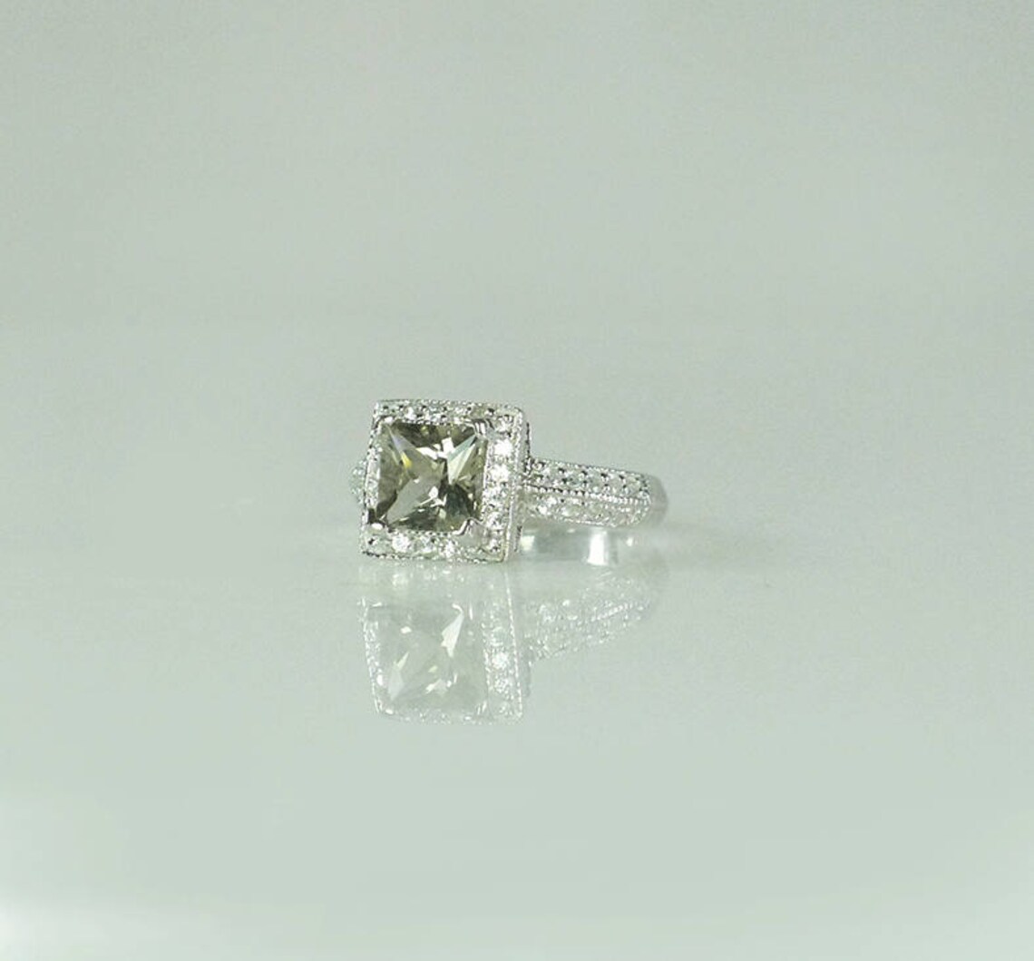 Princess Cut Engagement Ring Unique Princess Cut Ring | Etsy