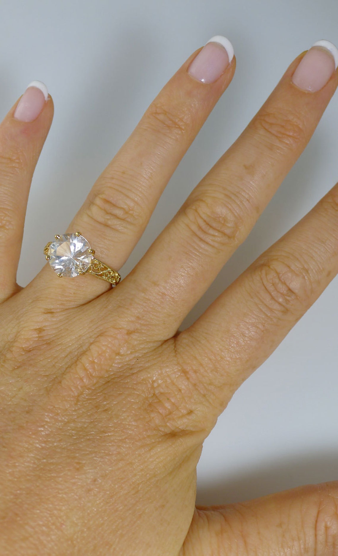 White Gemstone Gold Ring White Gemstone Yellow Ring White | Etsy