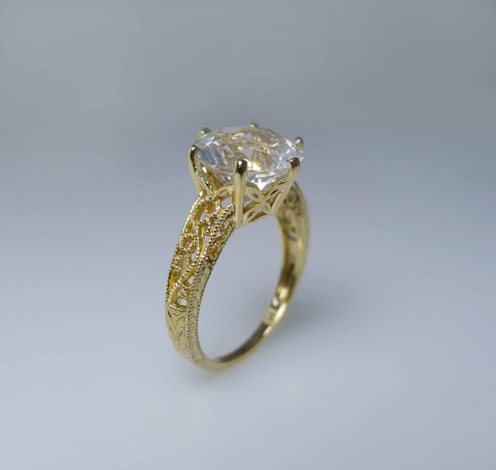 White Gemstone Gold Ring White Gemstone Yellow Ring White | Etsy