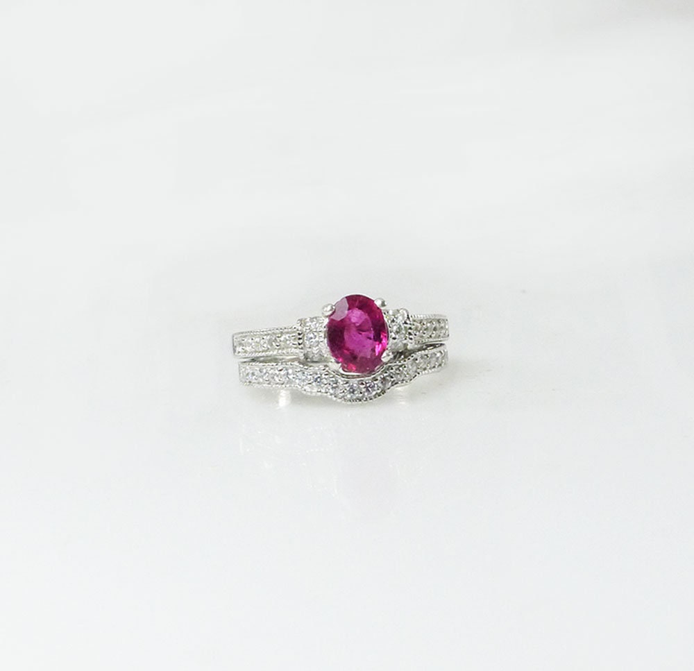 Ruby Ring Ruby Engagement Ring Ruby Engagement Set Ruby | Etsy