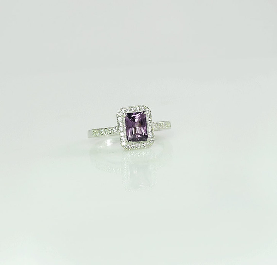 Spinel Ring, Spinel Silver Ring, Natural Spinel, Emerald Cut Ring ...