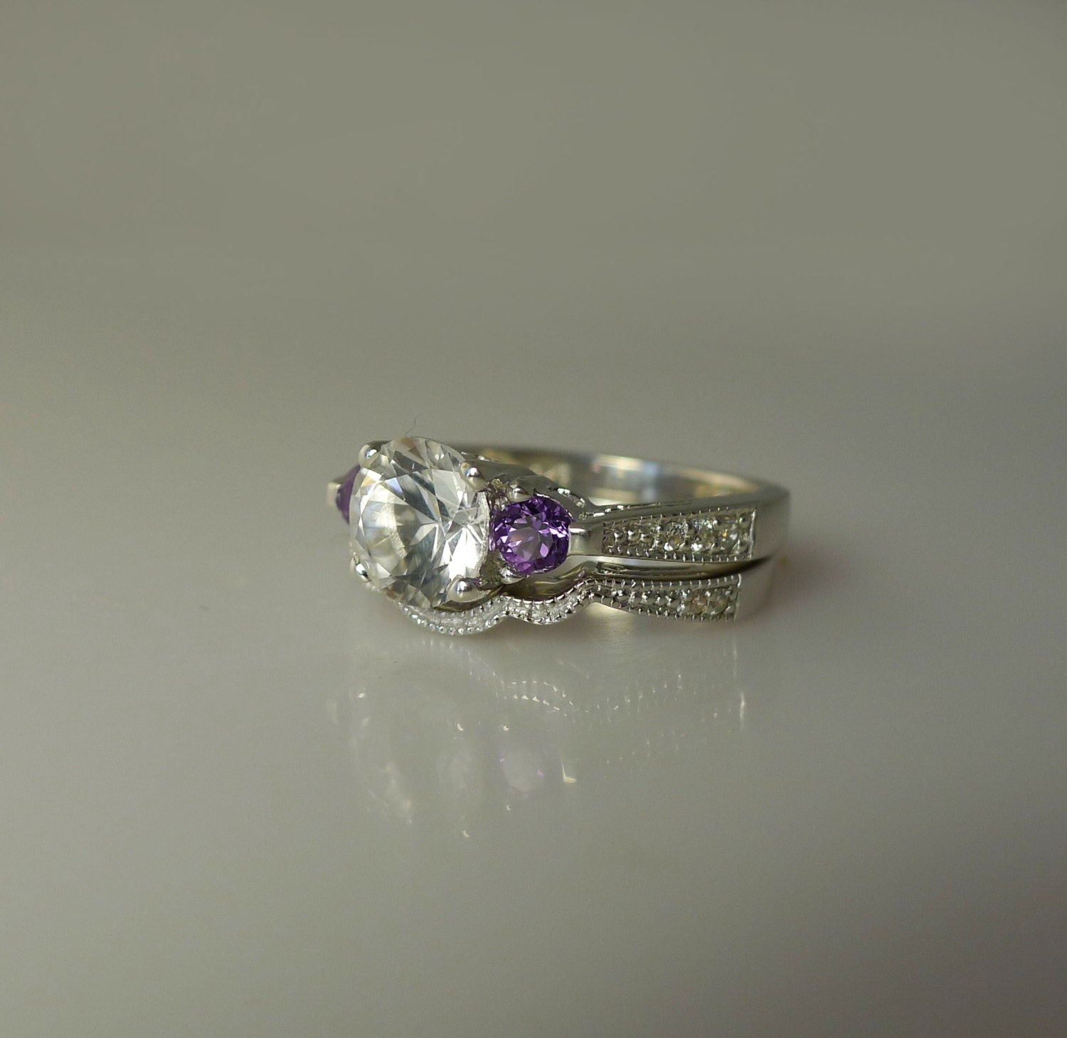 Birthstone Weddings Set Birthstone Engagement Ring Matching | Etsy