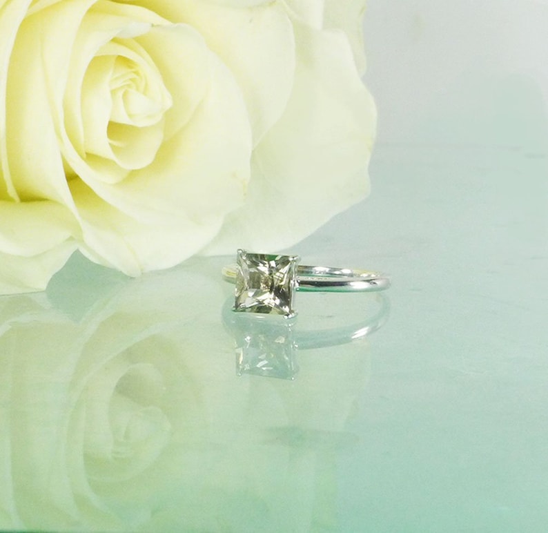 Square Solitaire Ring Square Engagement Ring Engagement - Etsy