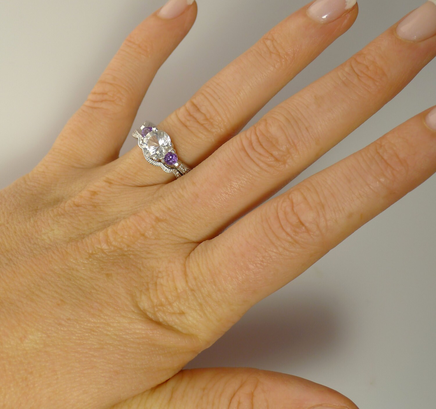 Birthstone Weddings Set Birthstone Engagement Ring Matching | Etsy