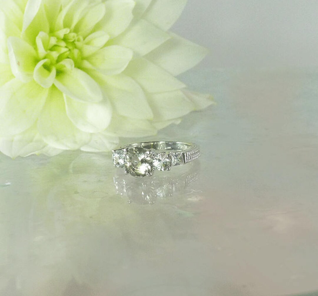 Bespoke Ring, Three Stone Ring, Engagement Ring, Diamond Alternative ...