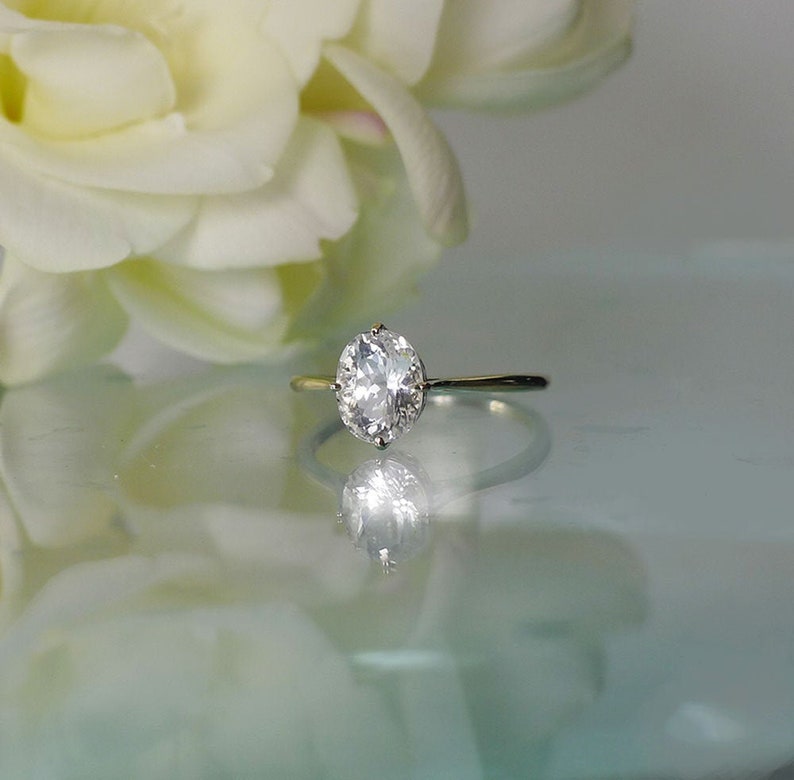 Oval Engagement Ring Oval White Gold Ring Oval Solitaire - Etsy