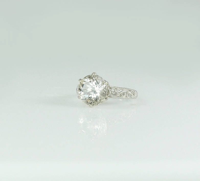 White Gold Gemstone Ring Handmade Gold Ring Unique Solitaire | Etsy