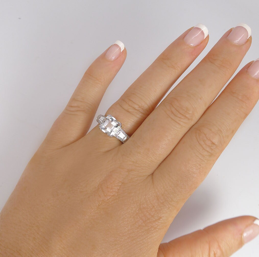 Square Gemstone Ring Asscher Cut Engagement Ring Asscher - Etsy