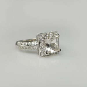 Square Cut Ring, Princess Cut Ring, Herkimer Diamond, Sterling Silver ...