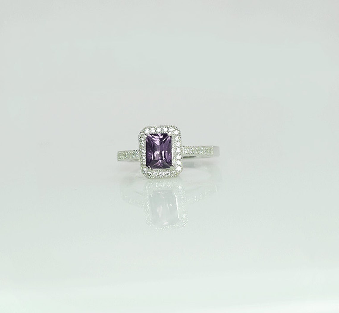 Spinel Ring, Spinel Silver Ring, Natural Spinel, Emerald Cut Ring ...