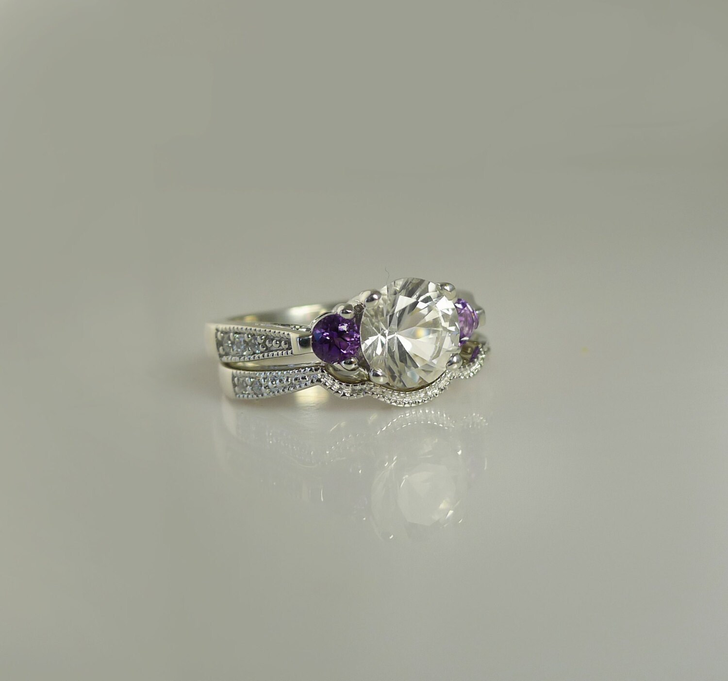 Birthstone Weddings Set Birthstone Engagement Ring Matching | Etsy