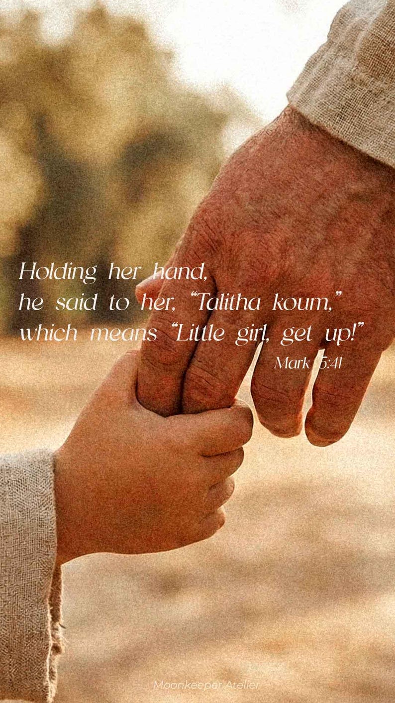 Talitha Koum Scripture Wallpaper | Mark 5:41 Christian Background ...