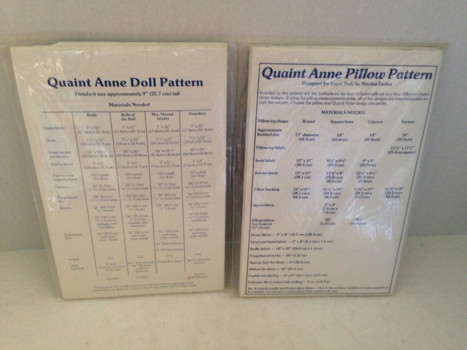 A Pair of Vintage Quaint Anne Patterns by Yours Truly | Etsy