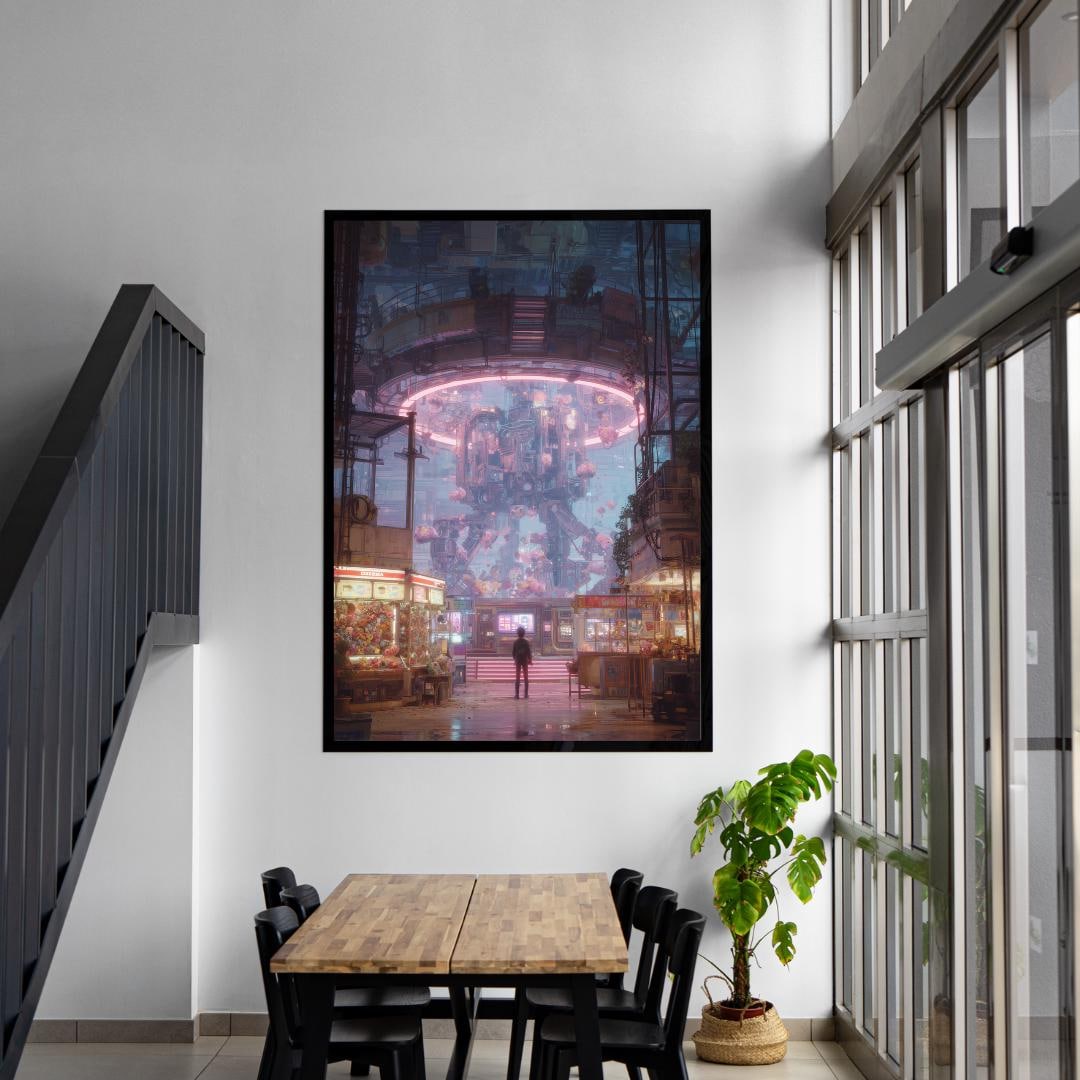 Cyberpunk Claw Machine Art Print – Neon Dystopia Sci-fi Wall Decor - Etsy
