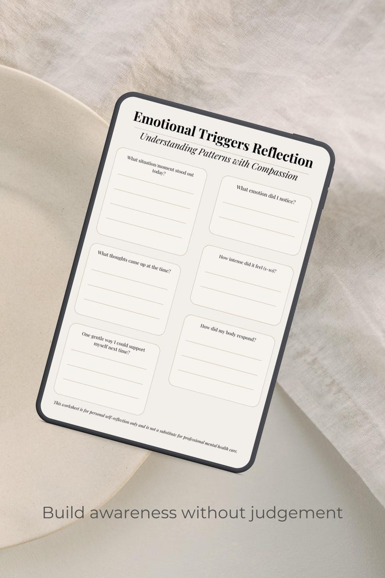 Emotional Triggers Worksheet | Mental Health Reflection PDF | Anxiety ...