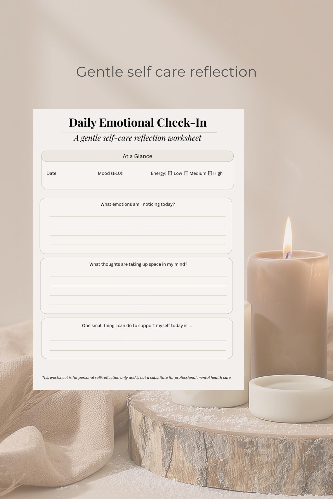 Daily Emotional Check-in Worksheet | Self Care Reflection (PDF) - Etsy