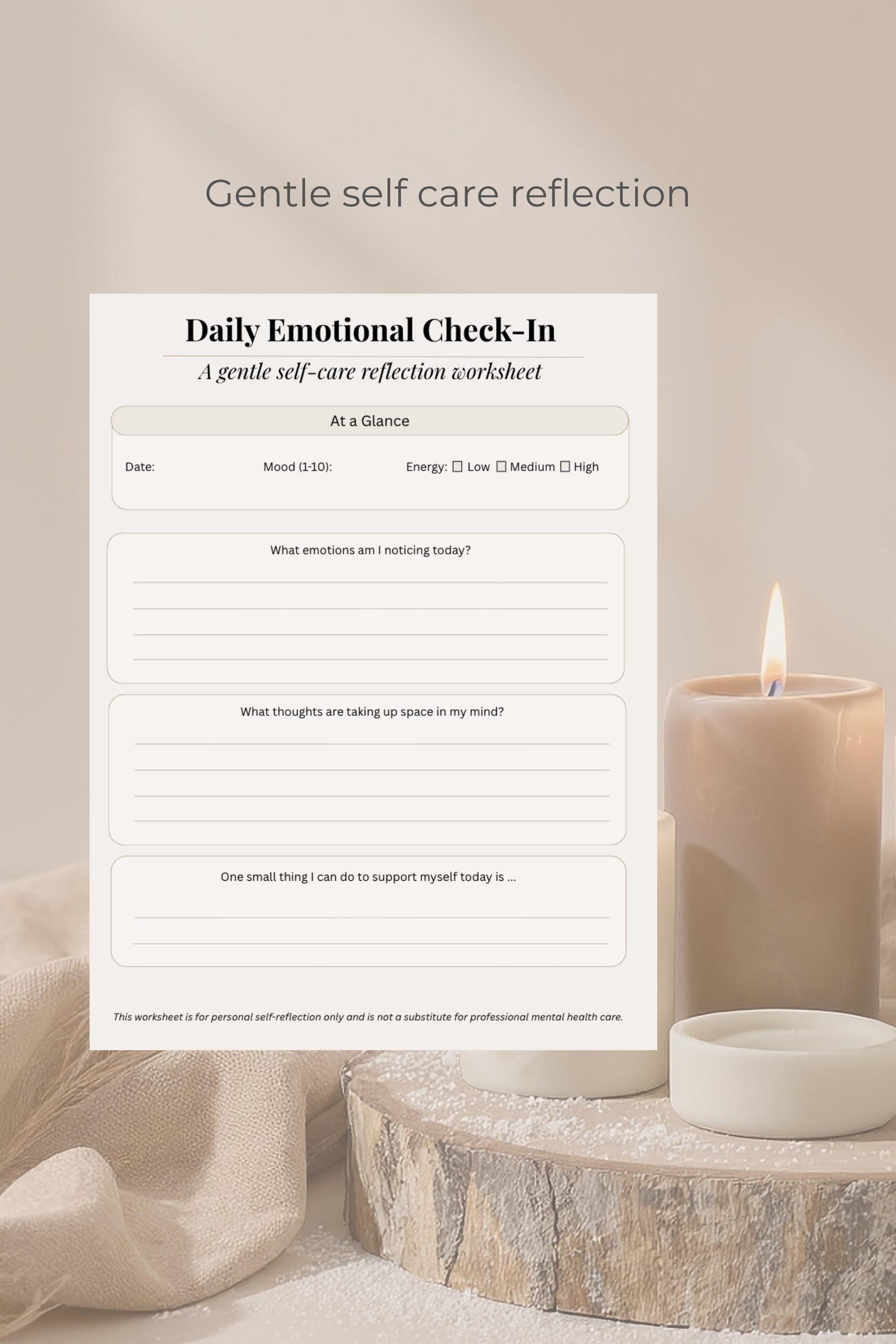 Daily Emotional Check-in Worksheet | Self Care Reflection (PDF) - Etsy